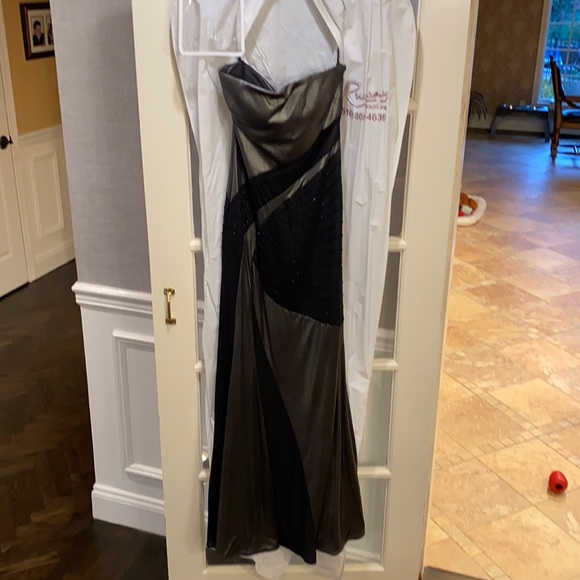 Dresses | Formal Gown Gun Metal Strapless Full Length With Black ...